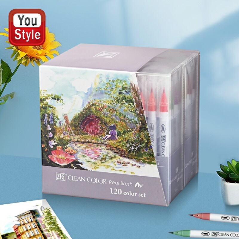 呉竹 KURETAKE カラー筆ペン ZIG クリーンカラーリアルブラッシュ ZIG CLEAN COLOR REAL BLUSH 水性染料 ...
