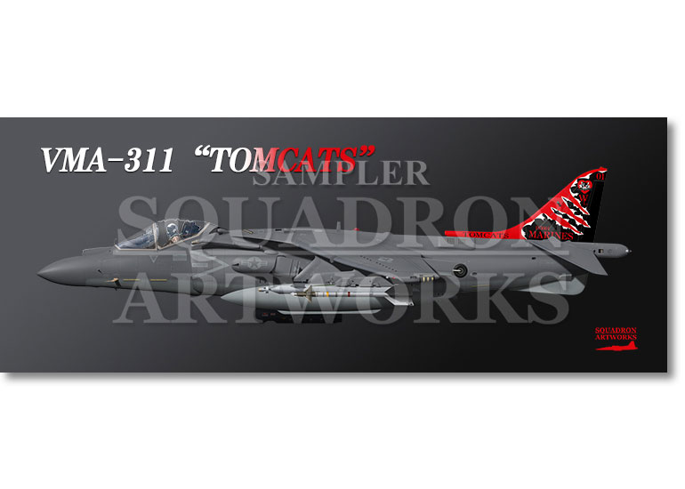 「フェイスタオル AV-8B+ Harrier Ⅱ VMA-311 TOMCATS “165001”」アビエーションプリント通販｜STJ Import
