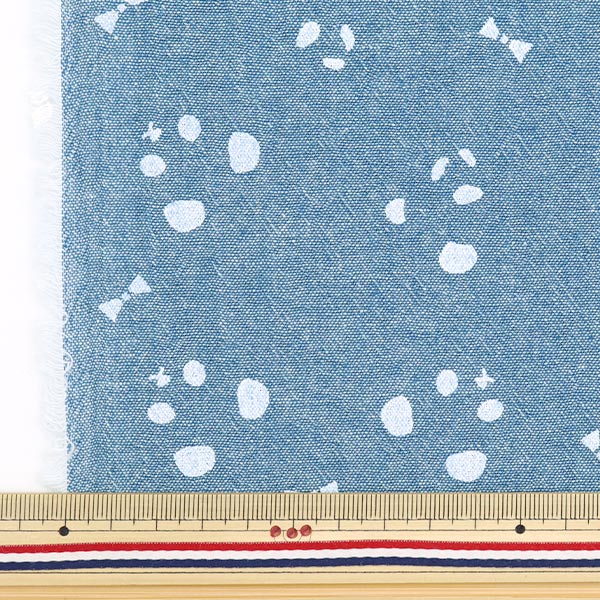 【数量5から】 生地 『imaDOKI 残糸先染めシャンブレー パンダリボン ブルー IMAF-15BL』 生地,柄から探す,いきもの柄| ホビー材料の通販「ユザワヤ公式ネットショップ」