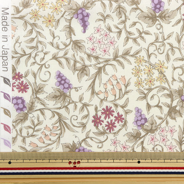 【春夏生地セール】 【数量5から】 生地 『60ローン マルチガーデン ヴァイン ピンクベージュ 60LA-MG123-7C』 生地,柄から ...