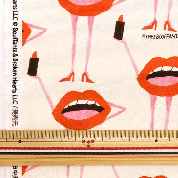 【数量5から】 生地『オックス Bouffantsandbroken Hearts Lipstick Bbh G』 生地 種類から探す オックス