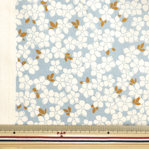 【数量5から】 生地 『シーチング マルチストライプ 花 ブルーグレー 142-1341-C3』 生地,柄から探す,花柄・植物柄| ホビー材料 ...