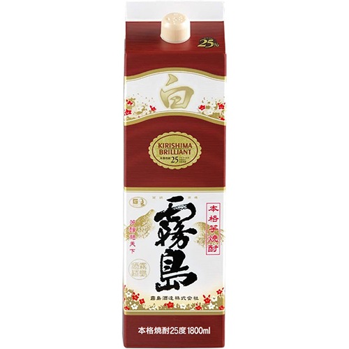霧島酒造 芋焼酎 白霧島 25度 1.8Lパック 1800ml×6本 u-yu | 焼酎 | 酒のZenjin