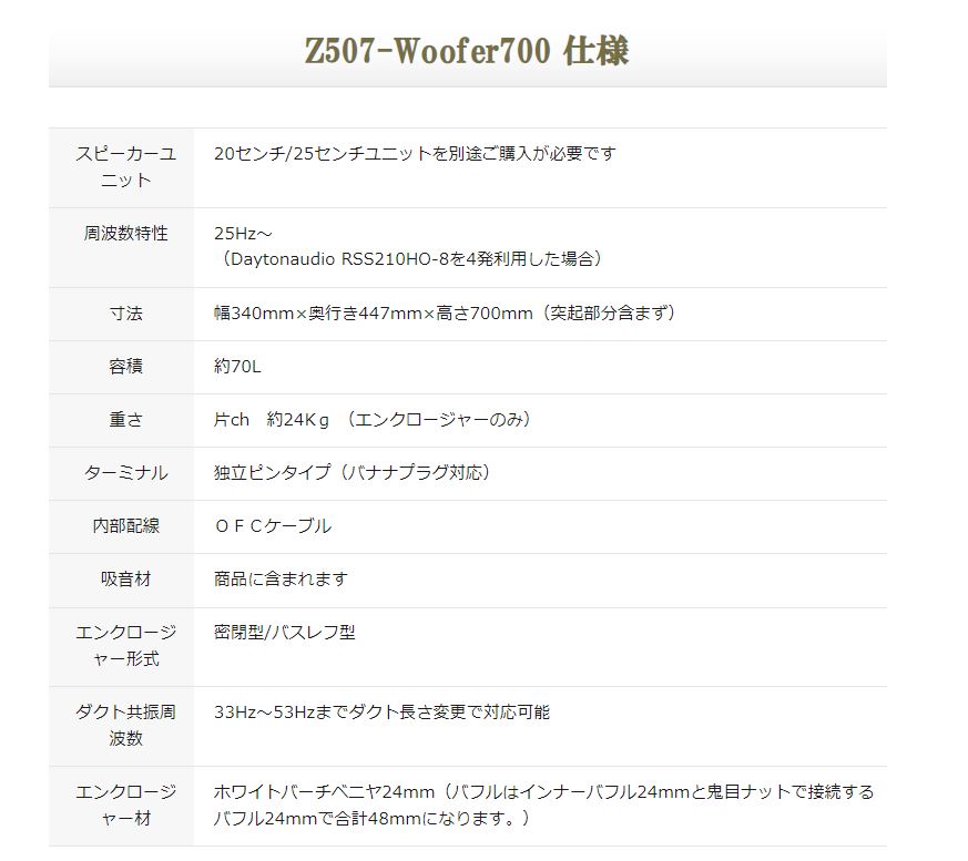 【Z】Z507-Woofer700 | すべての商品 | 音工房Z